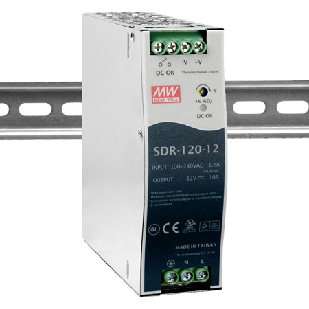 BB-SDR-120-12 - 120W, 12VDC, 10A, AC-DC Industrial DIN Power Supply ...